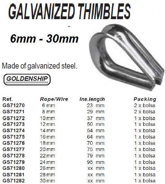 THIMBLES ELECTRIC. GALV. STEEL 10MM - Price: €1,00